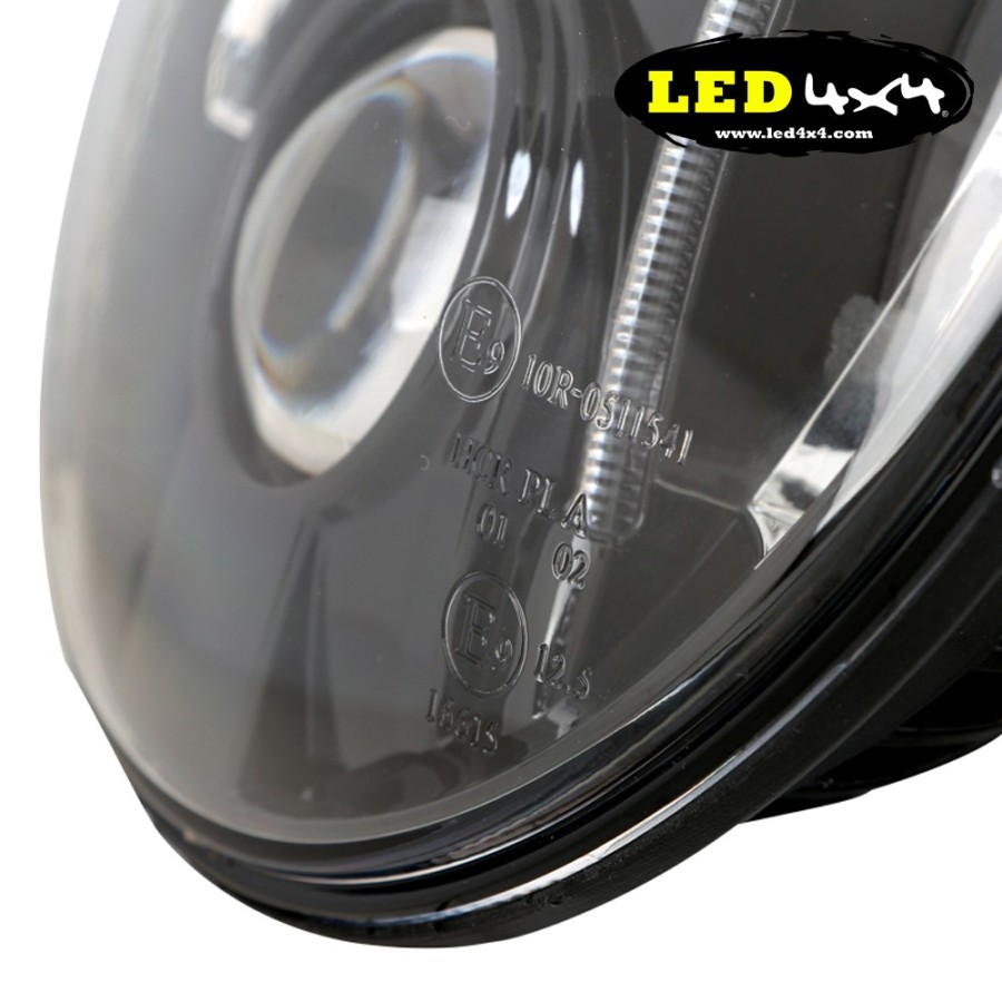 Black LED headlight 7” Approved ECE R10 R112 R7